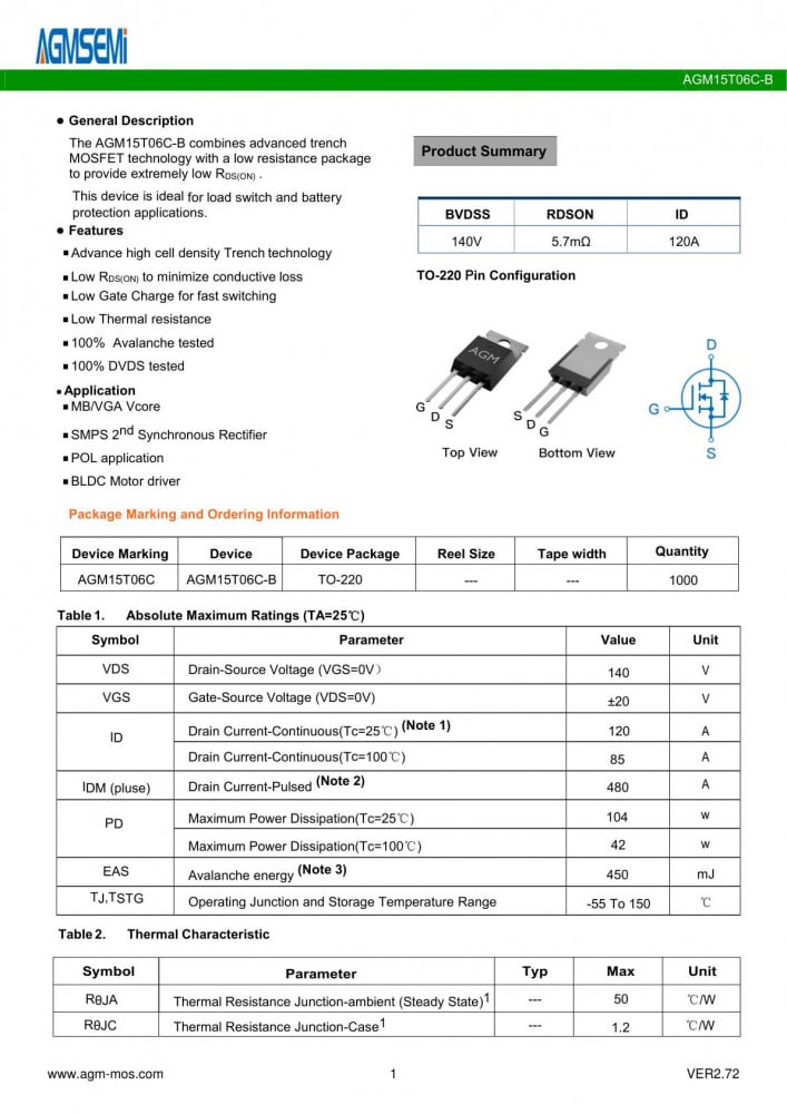 AGM15T06C-B datasheet page 1