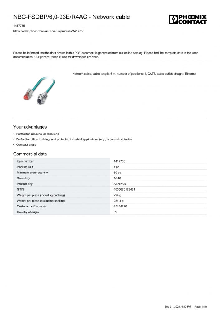 Phoenix Contact 1417755 documentation page 1