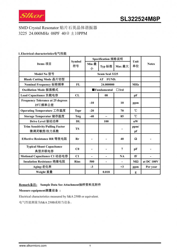 SL322524M8P technical document page 1