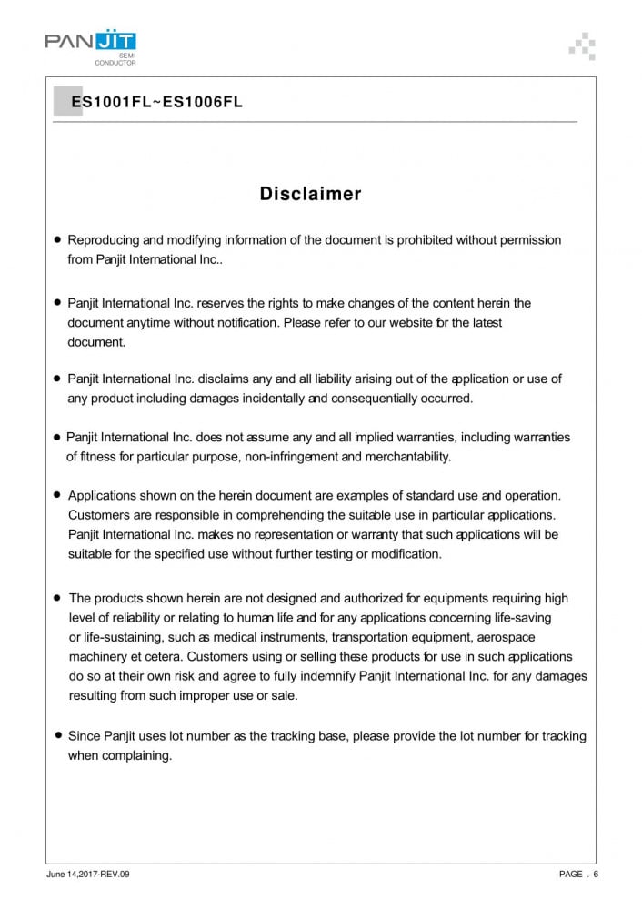 PANJIT ES1006FL datasheet page 6