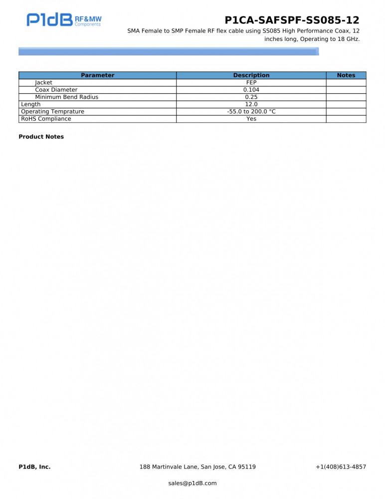 P1CA-SAFSPF-SS085-12 product document, page 2