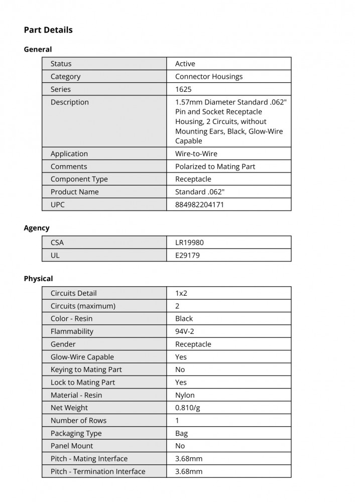 Product document page 2 for MOLEX 26013092