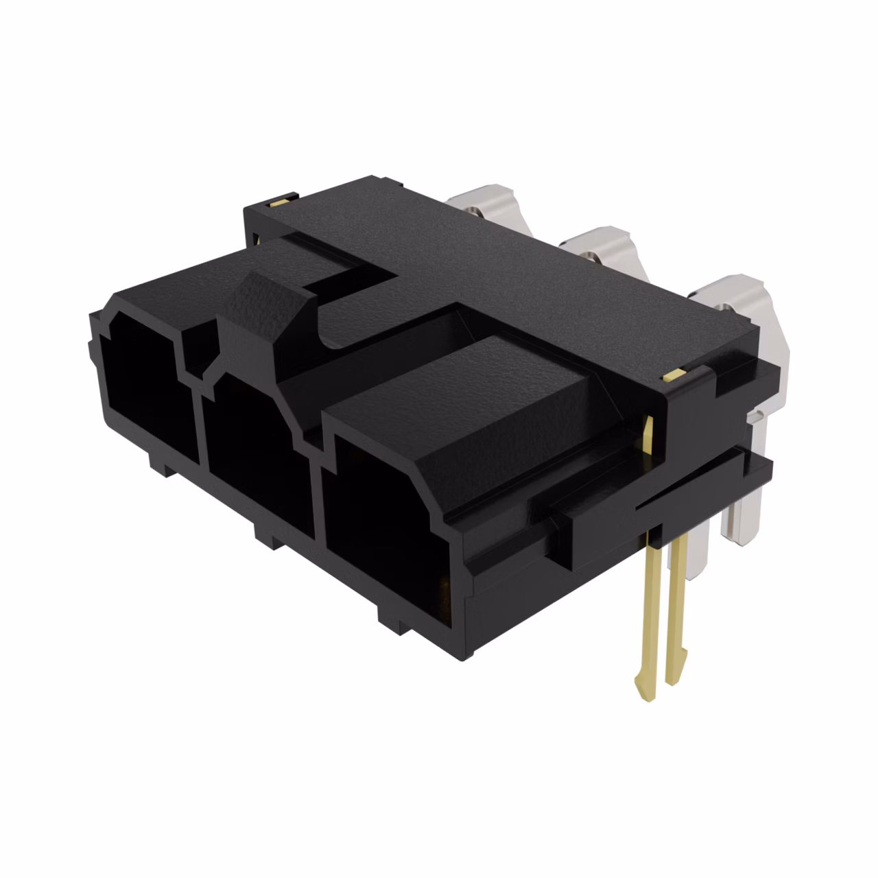 Mini-Fit Sr. Right-Angle Header, 10.00mm Pitch, Single Row, 3 Circuits, 8.30mm Tail Length, for 6.35mm PCB, 0.76µm Gold (Au) Plating, with Clip for sale