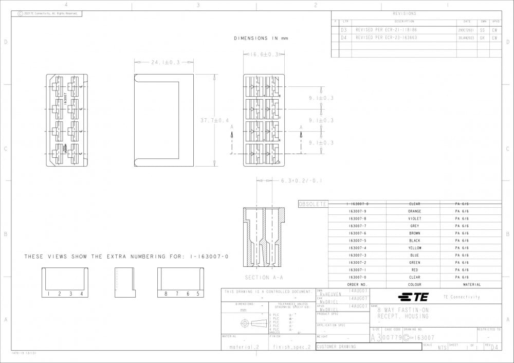 TE Connectivity 163007-5 controlled drawing preview