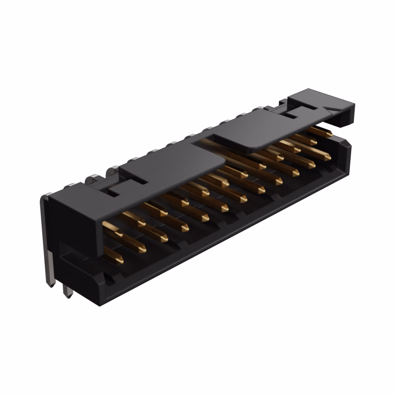 2.00mm Pitch, Milli-Grid PCB Header, Dual Row, Right-Angle, Through Hole, 24 Circuits, 0.76µm Gold (Au) Plating, 3.50mm Tail Length, Dual Side Slots, Dual Friction Locks, Center Polarization, Tube for sale