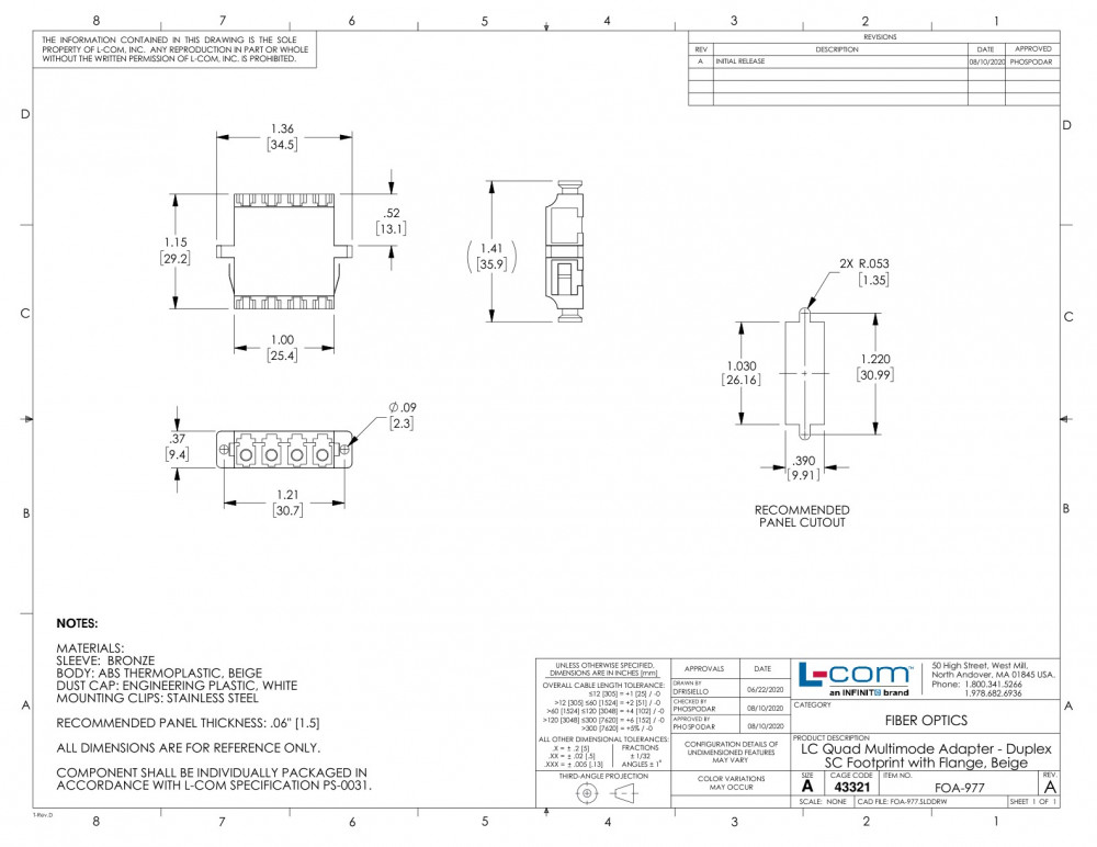 L-com FOA-977 technical drawing page