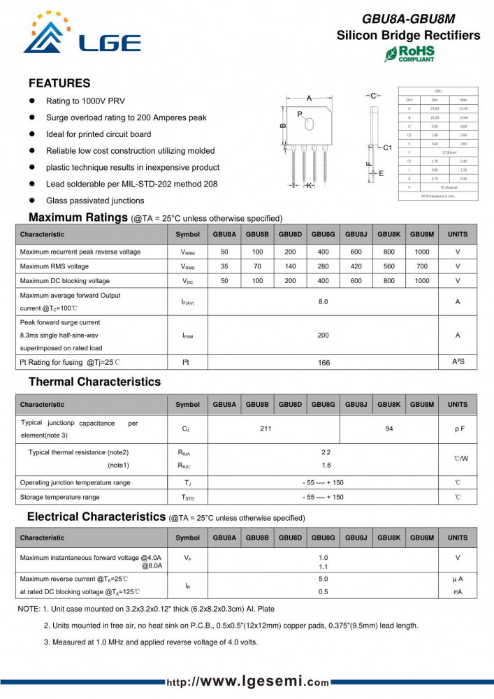 GBU8K datasheet page 1