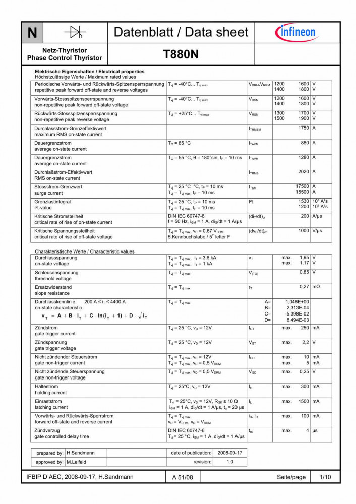 T880N14TOF datasheet page 1