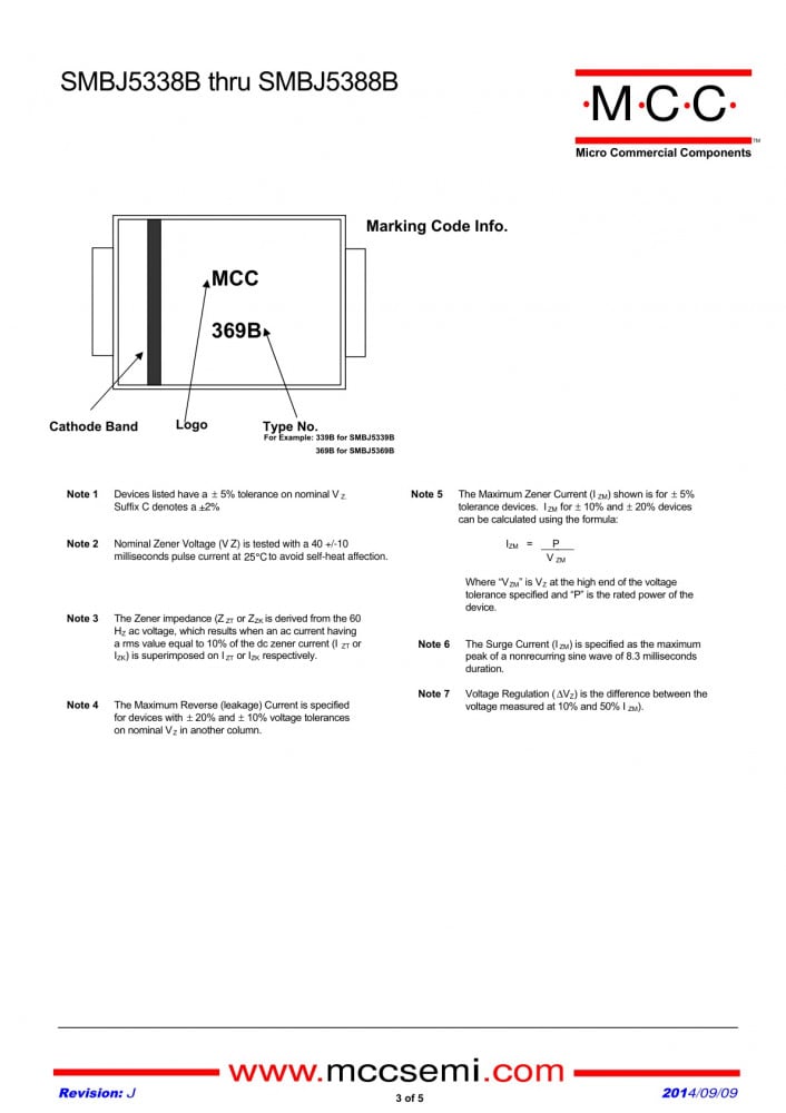 MCC SMBJ5352B-TP datasheet page 3