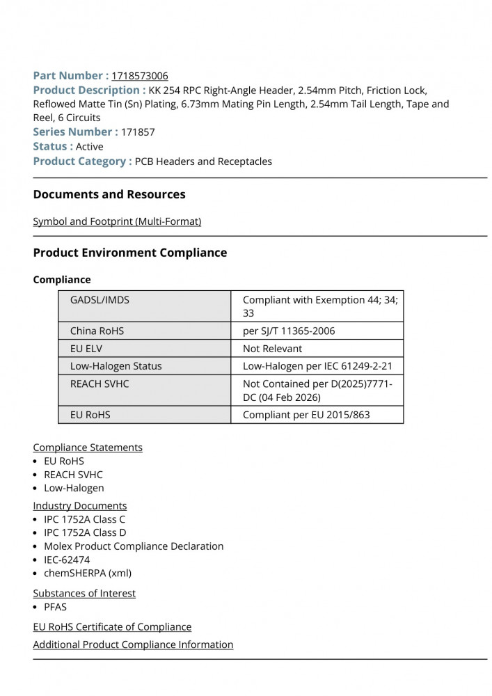 Product technical document page 1