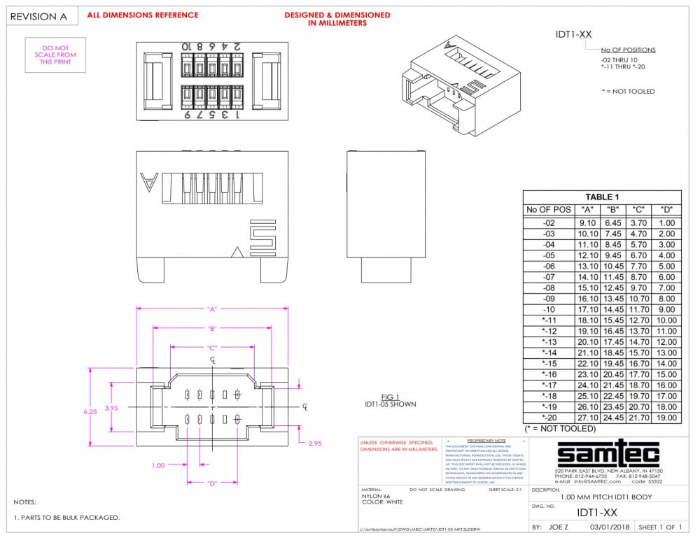 Samtec IDT1-08 technical drawing preview