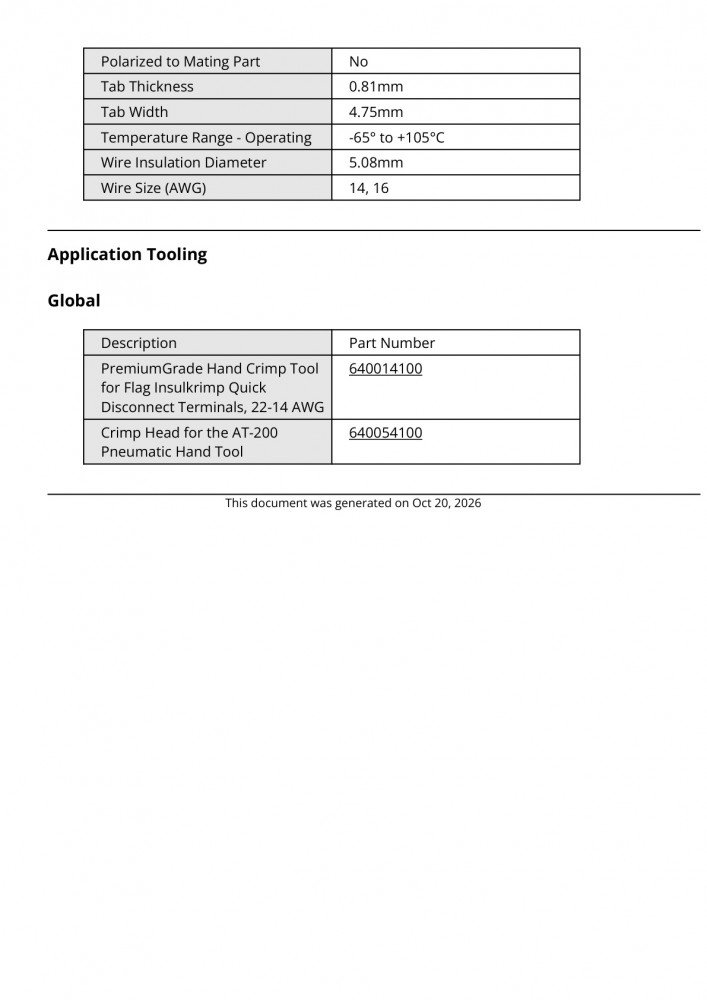 Technical document page 3 for product 190070079