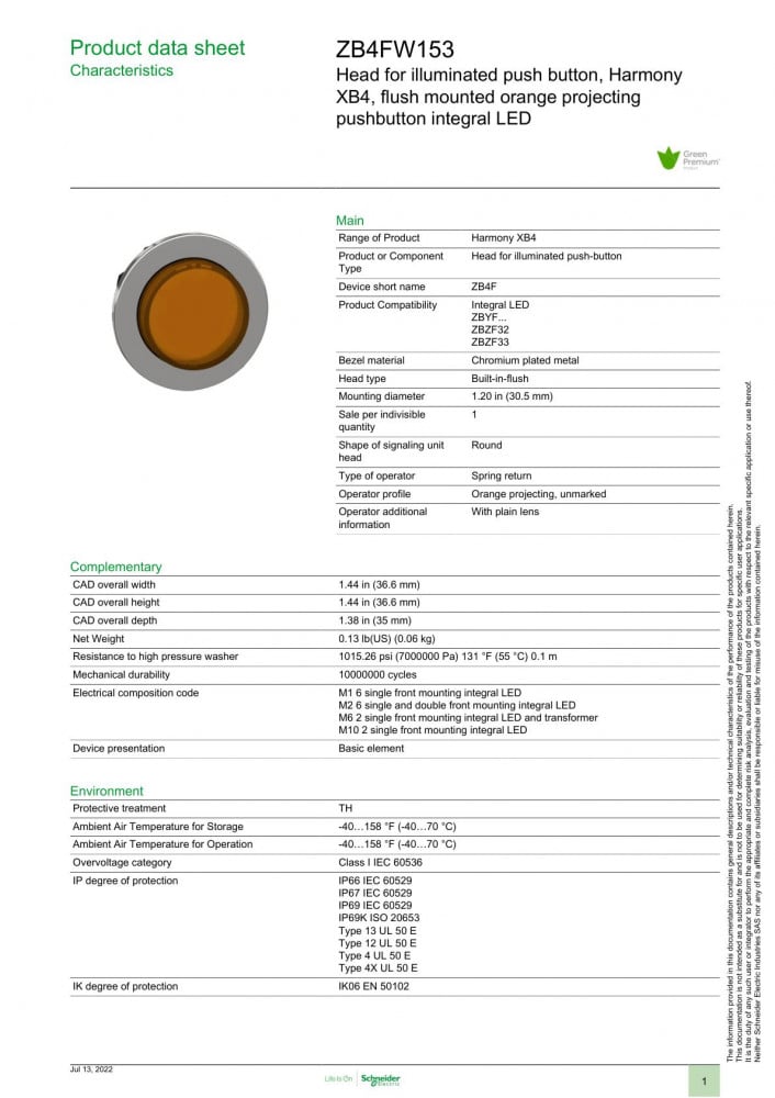 ZB4FW153 technical document page 1
