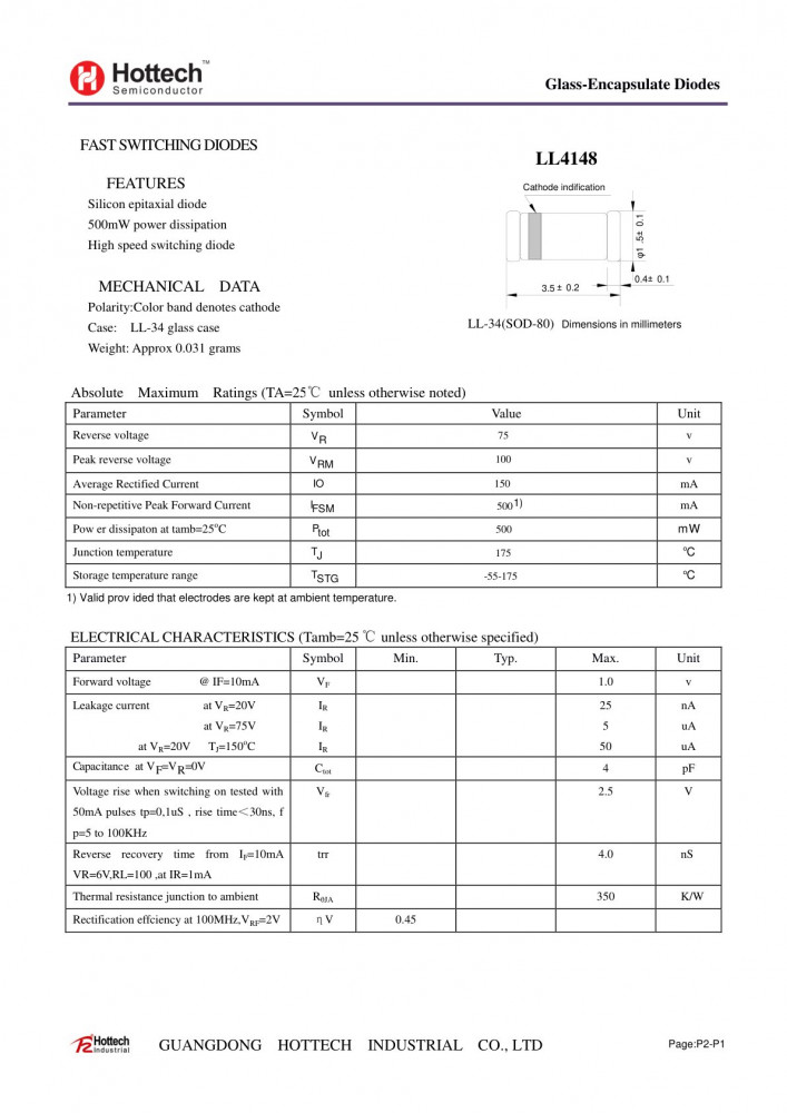 LL4148 datasheet page 1