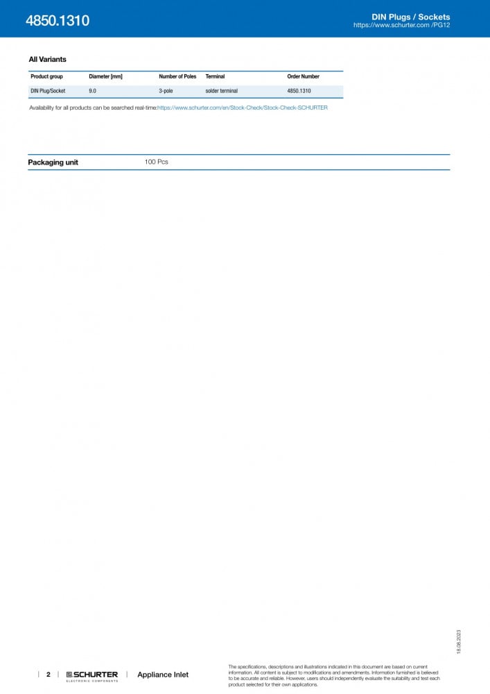SCHURTER 4850.3600 technical document page 2