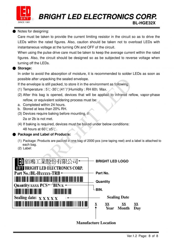 BL-HGE32X datasheet page 9
