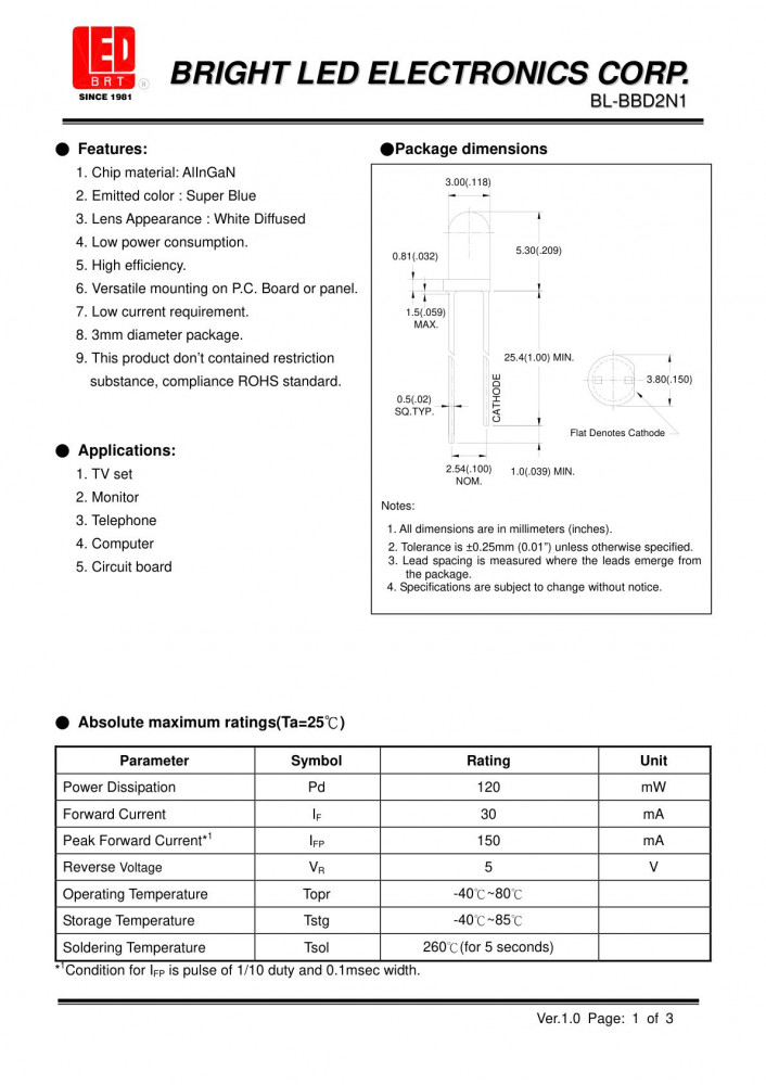 BL-BBD2N1 datasheet page 1