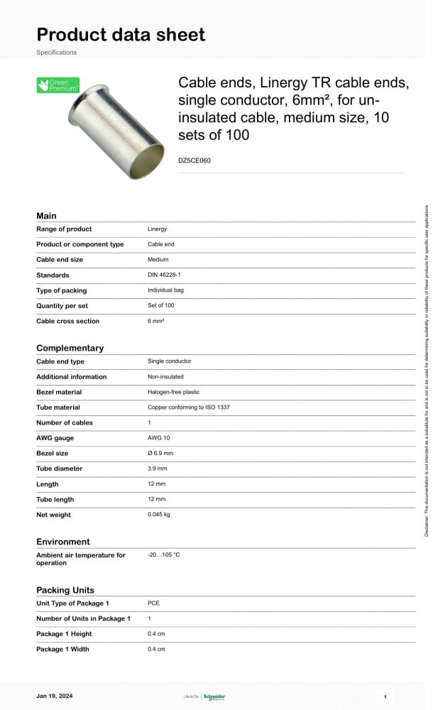 DZ5CE060 product datasheet page 1
