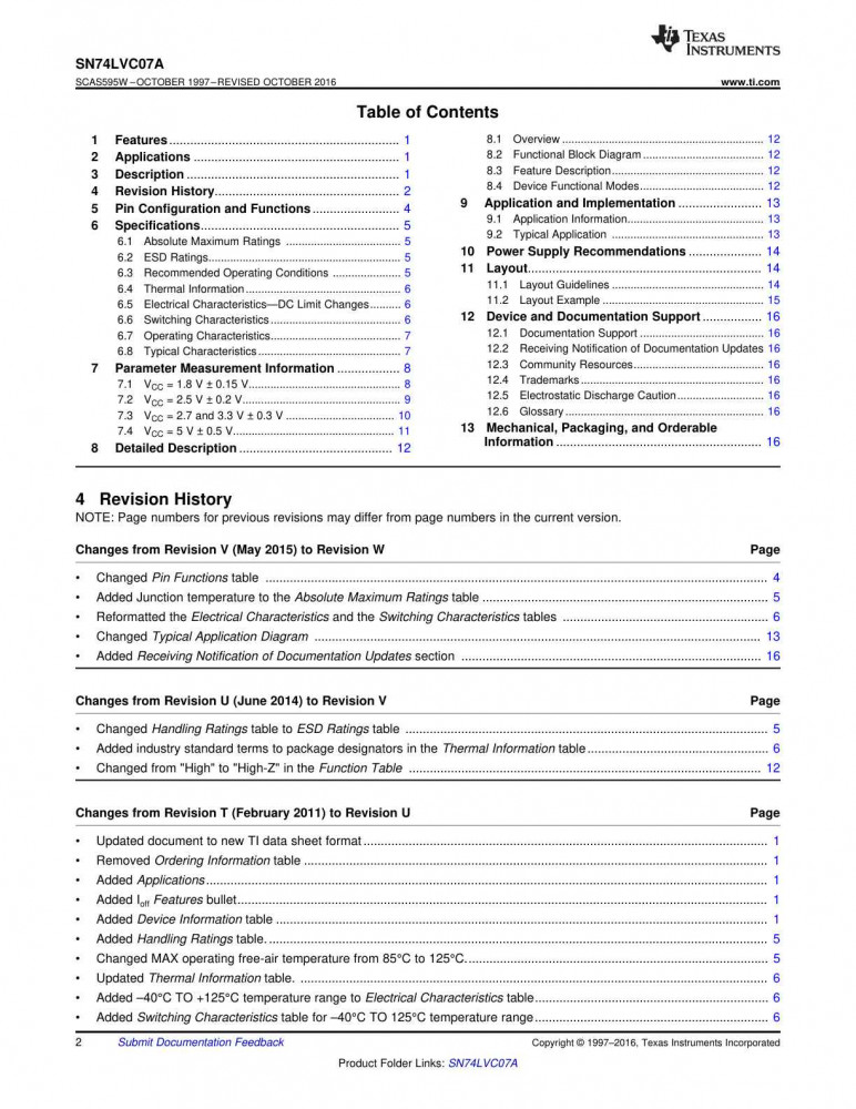SN74LVC07A document preview page 2