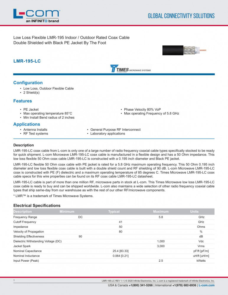 LMR-195-LC datasheet page 1