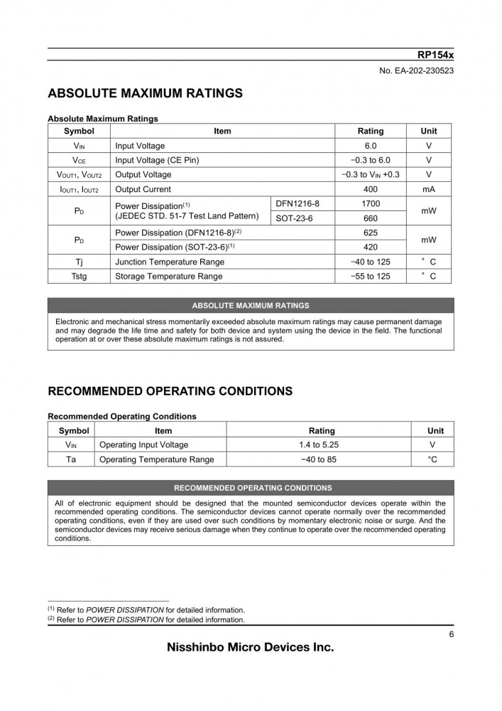 RP154 datasheet preview, page 6
