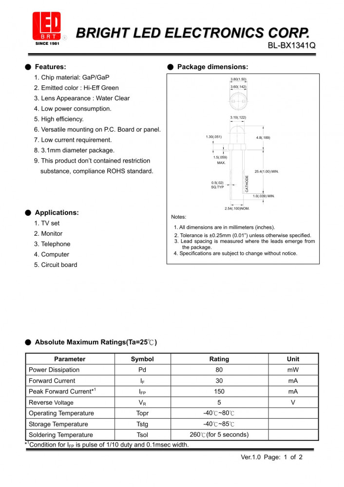 BL-BX1341Q datasheet page 1