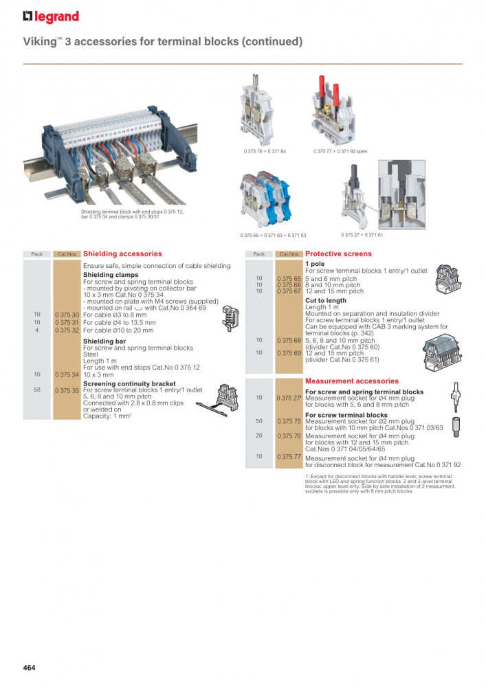 Legrand Viking 3 terminal-block accessory documentation page