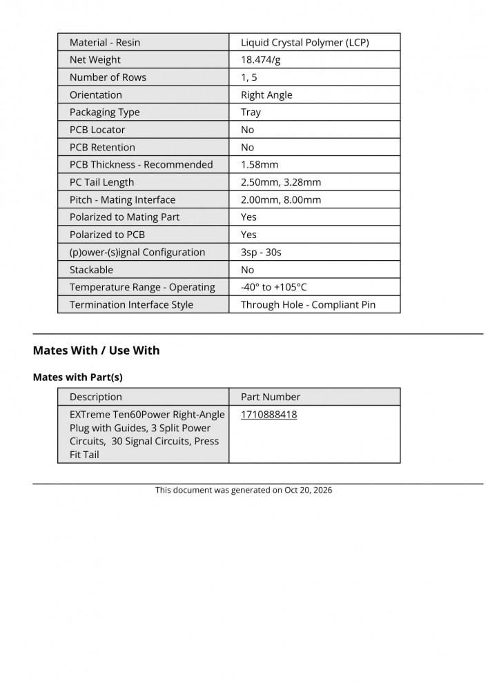 Technical document page 3 for MOLEX 1710908418