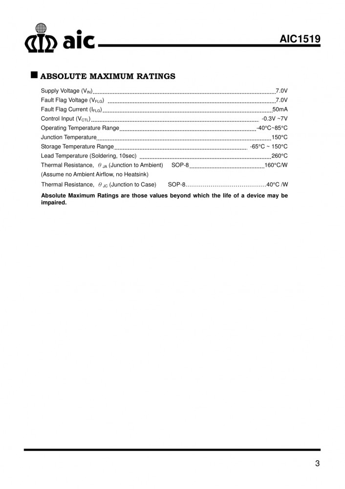 AIC1519 datasheet page 3