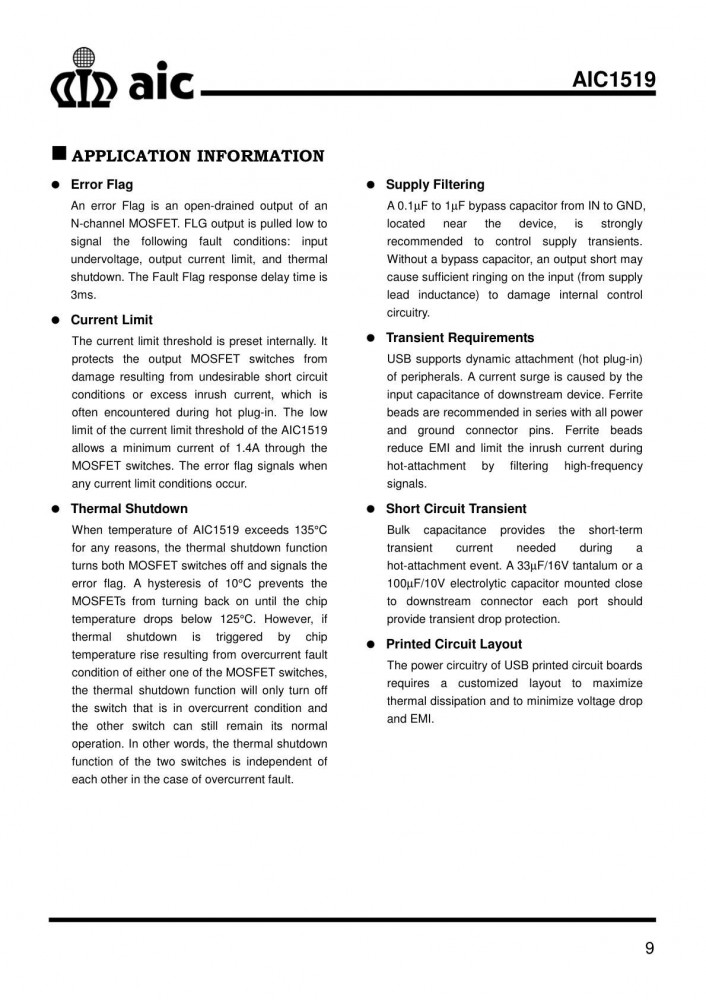 AIC1519 datasheet page 9