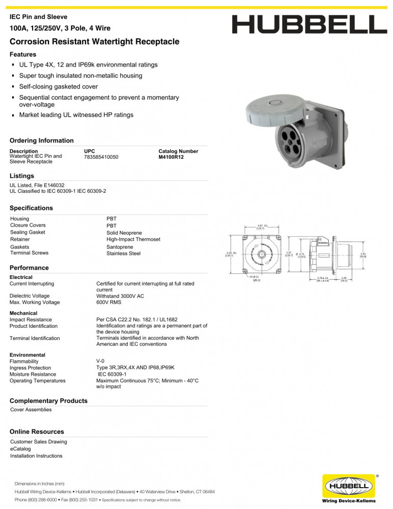 Burndy M4100R12 product document preview