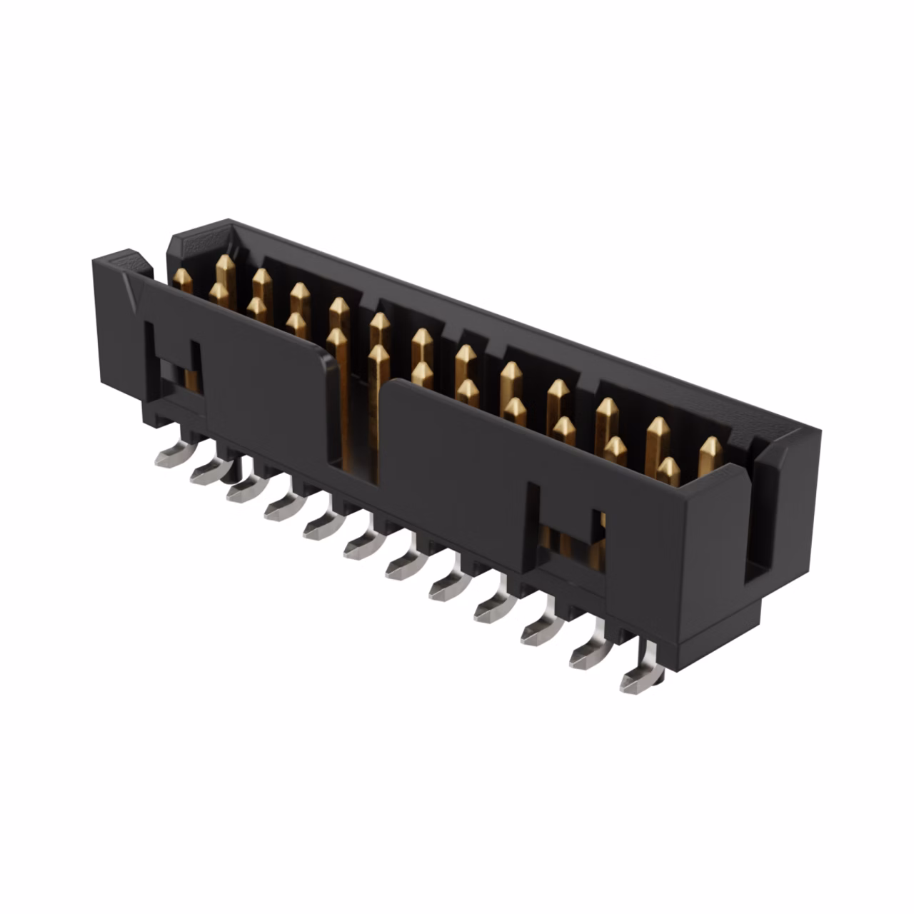 2.00mm Pitch, Milli-Grid PCB Header, Dual Row, Vertical, Surface Mount, Shrouded, 24 Circuits, 0.76µm Gold (Au) Plating, Dual Side Slots, Dual Friction Locks, Center Polarization, with Pegs, Tape and Reel for sale