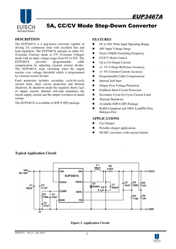EUP3467AWIR1 datasheet page 1