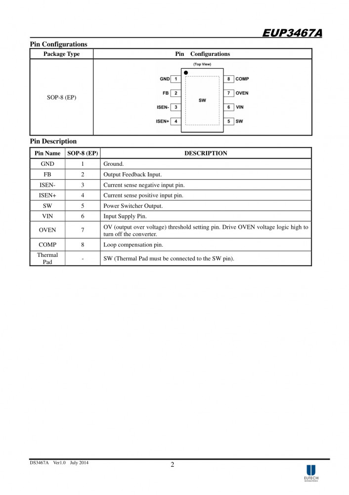 EUP3467AWIR1 datasheet page 2