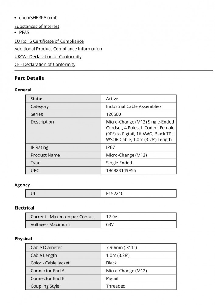 Molex product drawing page 2 for 1205000335