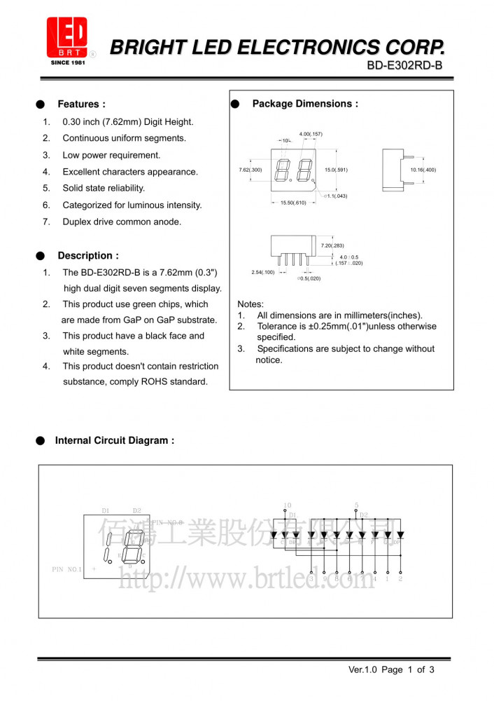 BD-E302RD product document page 1