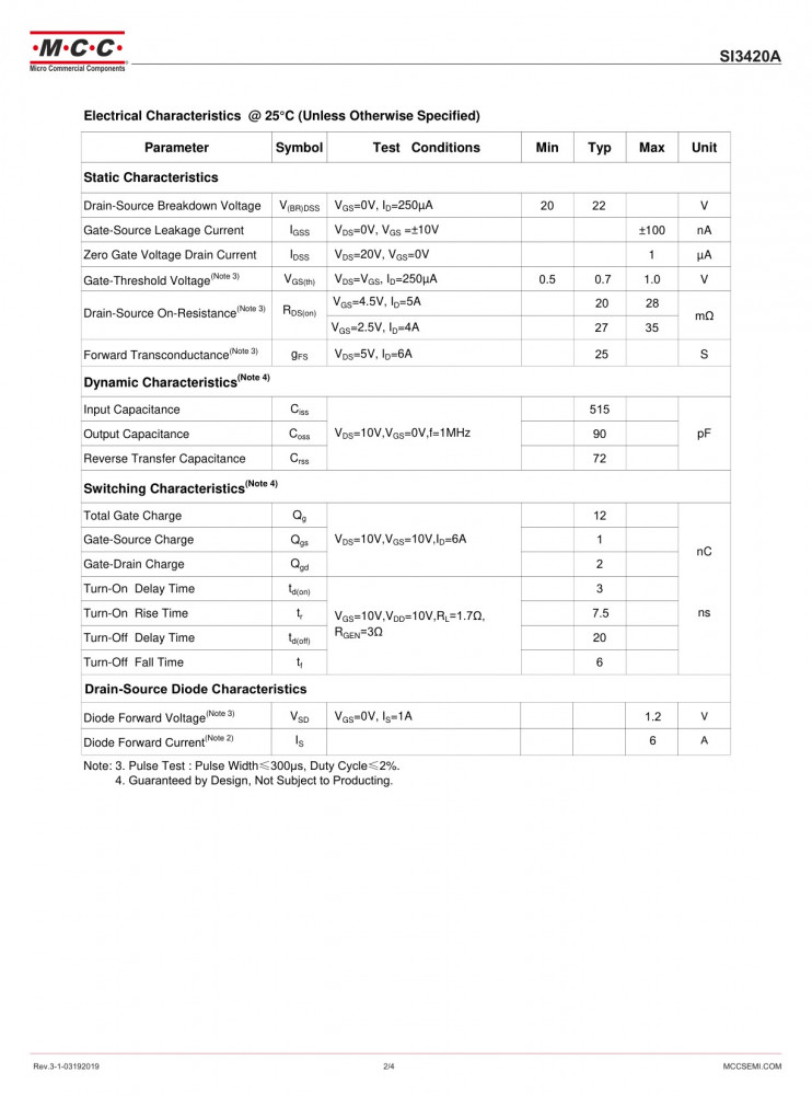 SI3420A-TP datasheet page 2