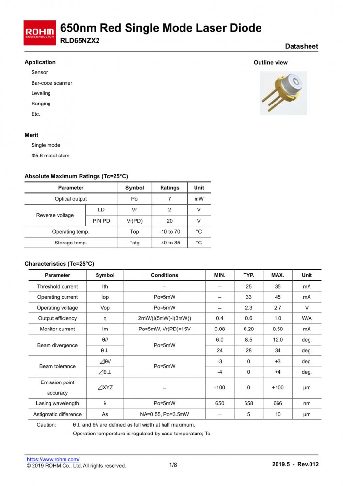 RLD65NZX2-00M technical document page 1