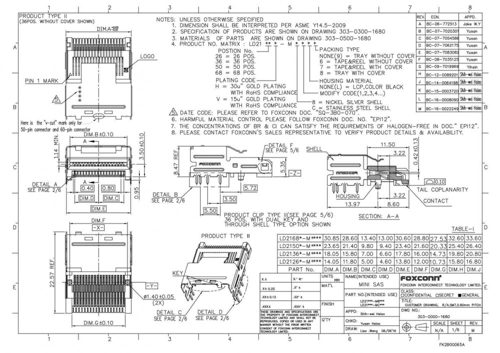 FOXCONN LD21 series drawing page 1