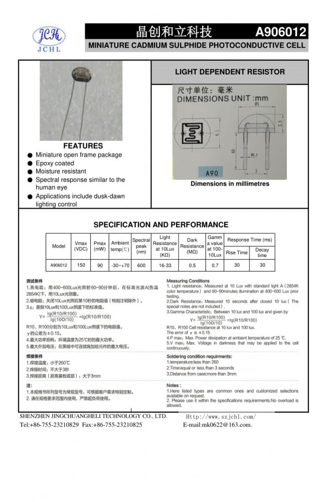 JCHL A906012 datasheet page