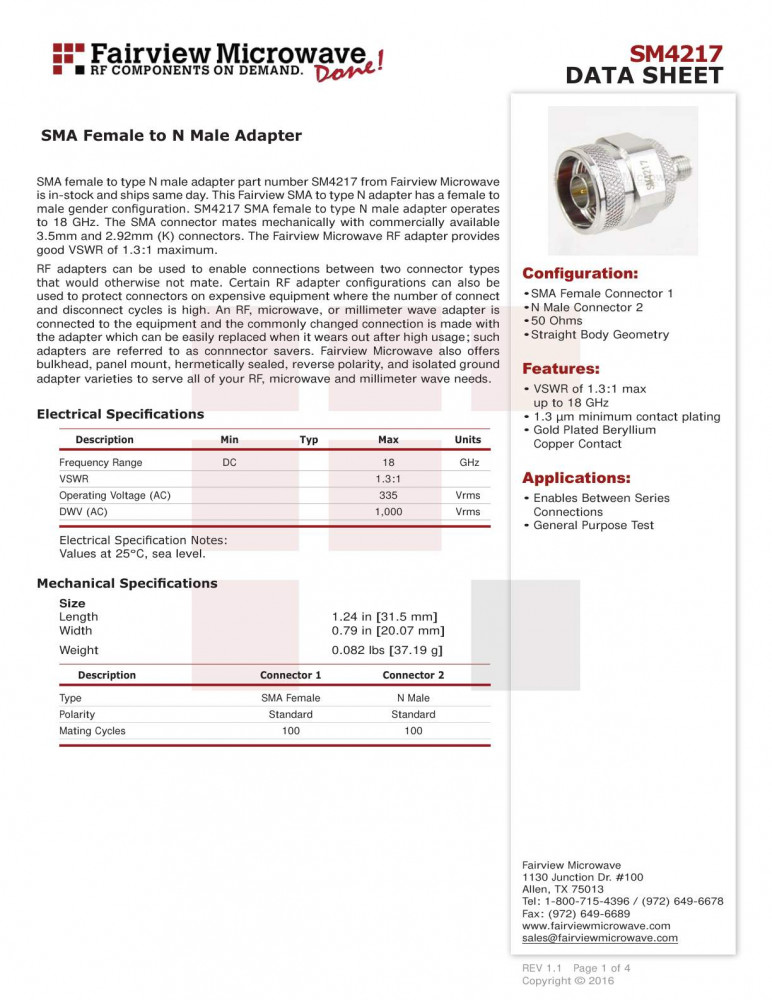 SM4217 technical document sheet 1