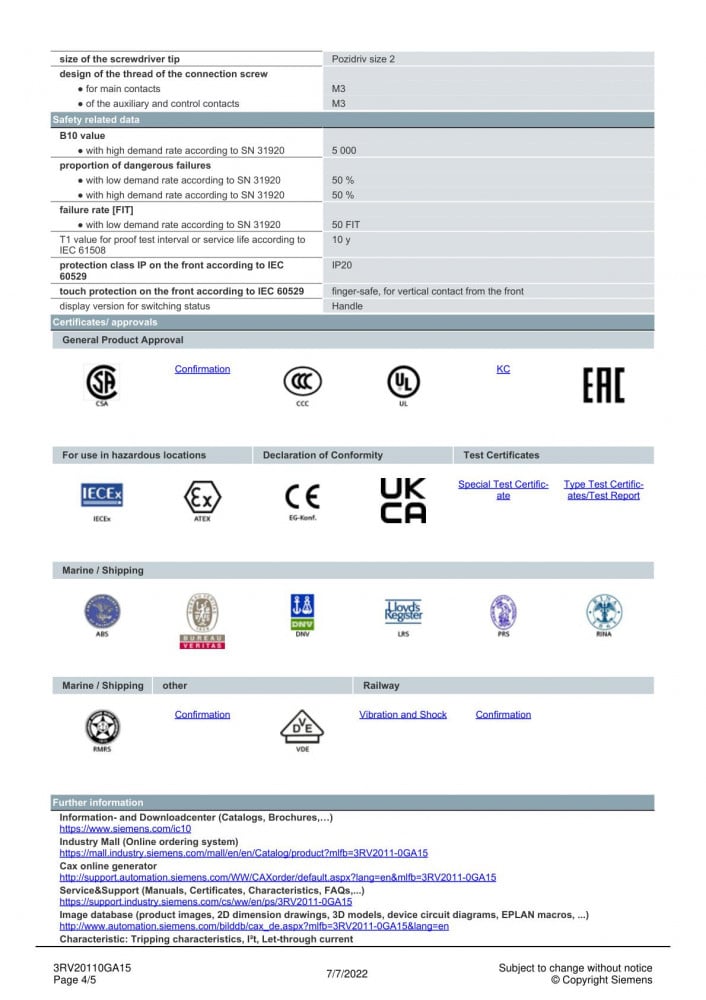 3RV20110GA15 datasheet page 4