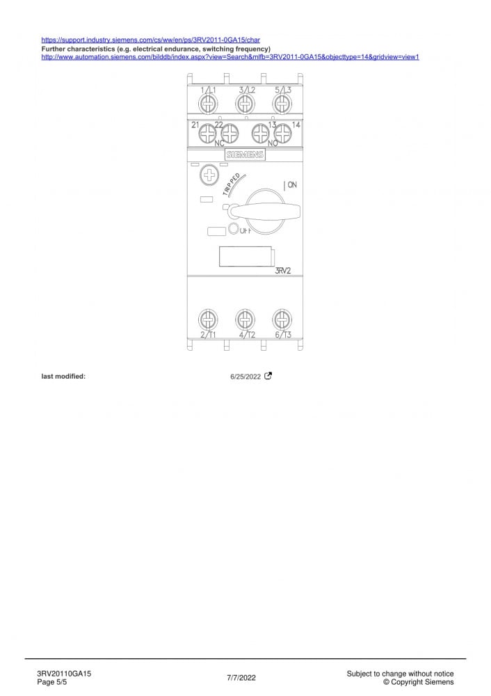 3RV20110GA15 datasheet page 5