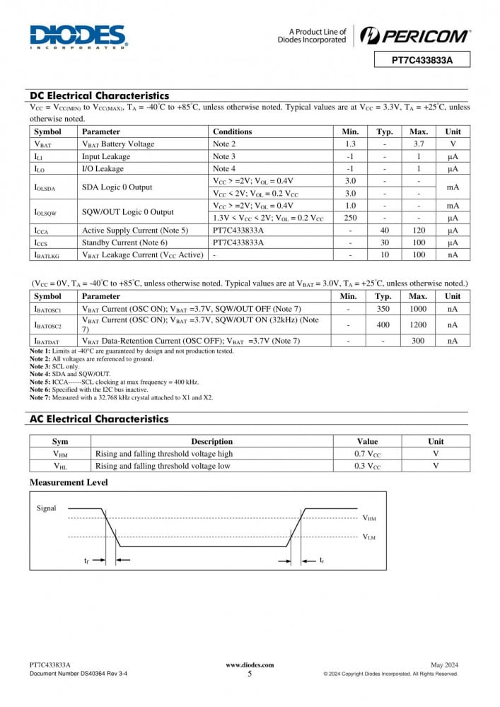 PT7C4338 datasheet page 5