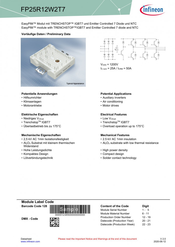 FP25R12W2T7 datasheet page 1