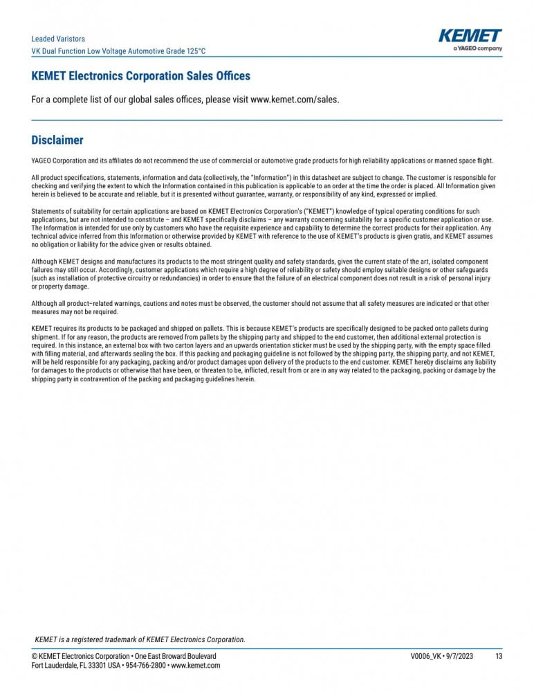 KEMET VK series datasheet page 3