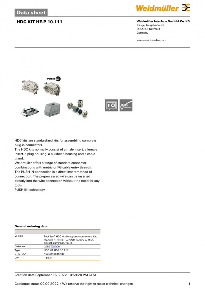 WEIDMULLER 1061730000 technical document page 1