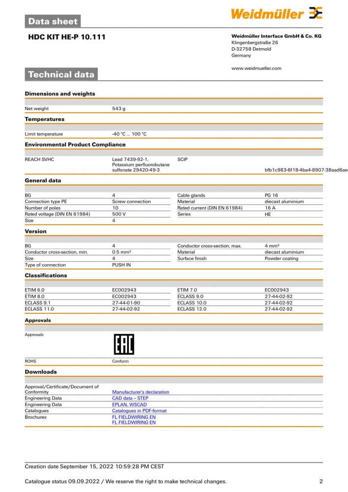 WEIDMULLER 1061730000 technical document page 2
