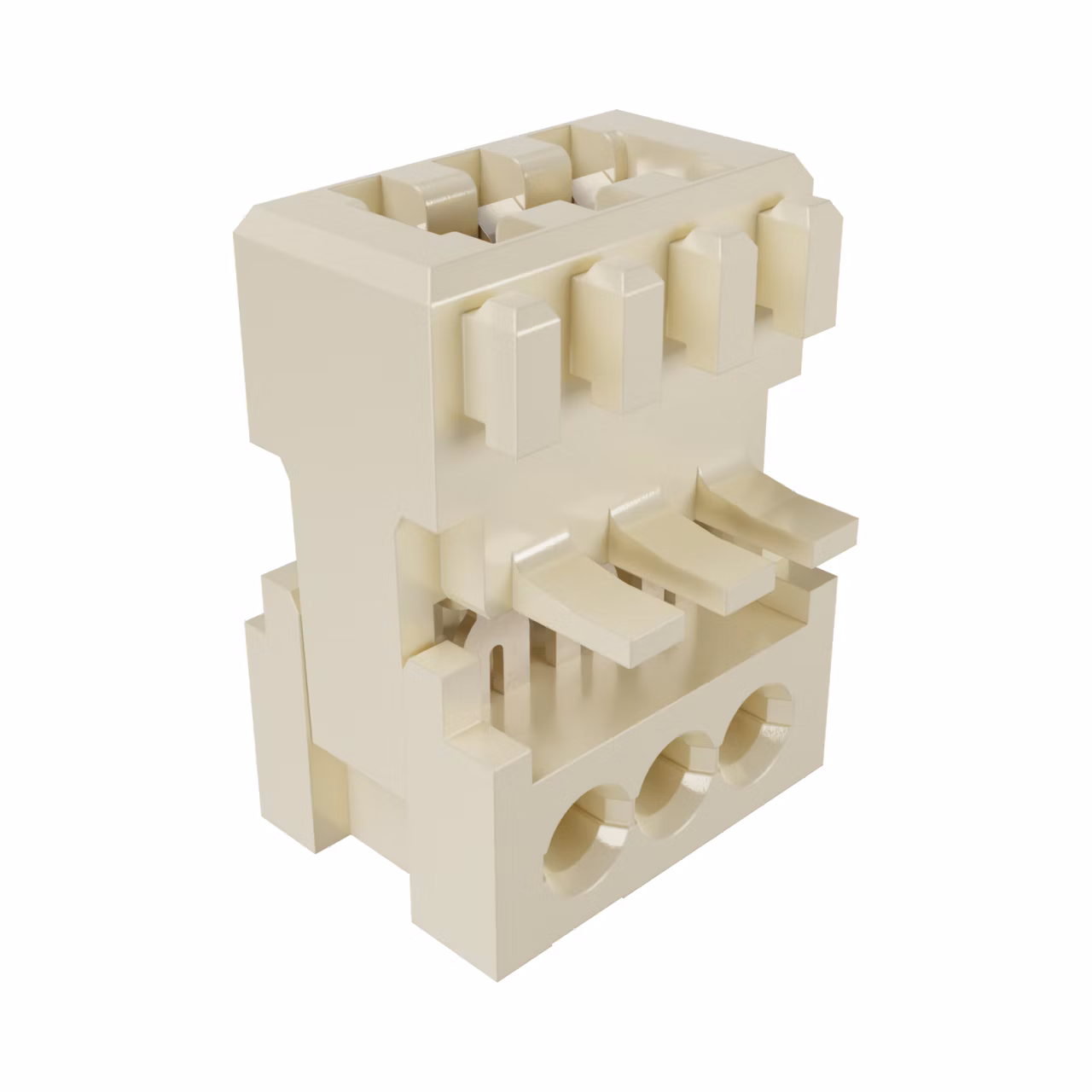 Appli-Mate RAST 2.5 Connector, 2.50mm Pitch, Female, 4 Circuits, No Position Keys Removed, Polarizing Rib Between 2/3, 1 Closed and 1 Open Endwall, Tin Plating