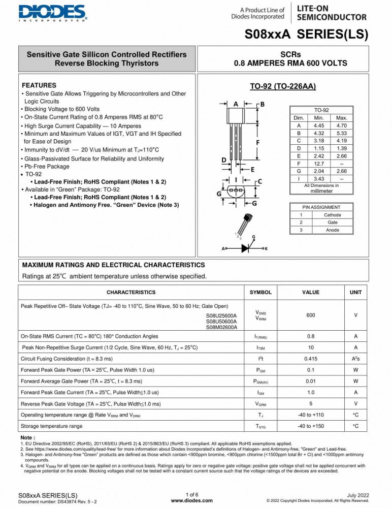 S08U50600A datasheet page 1